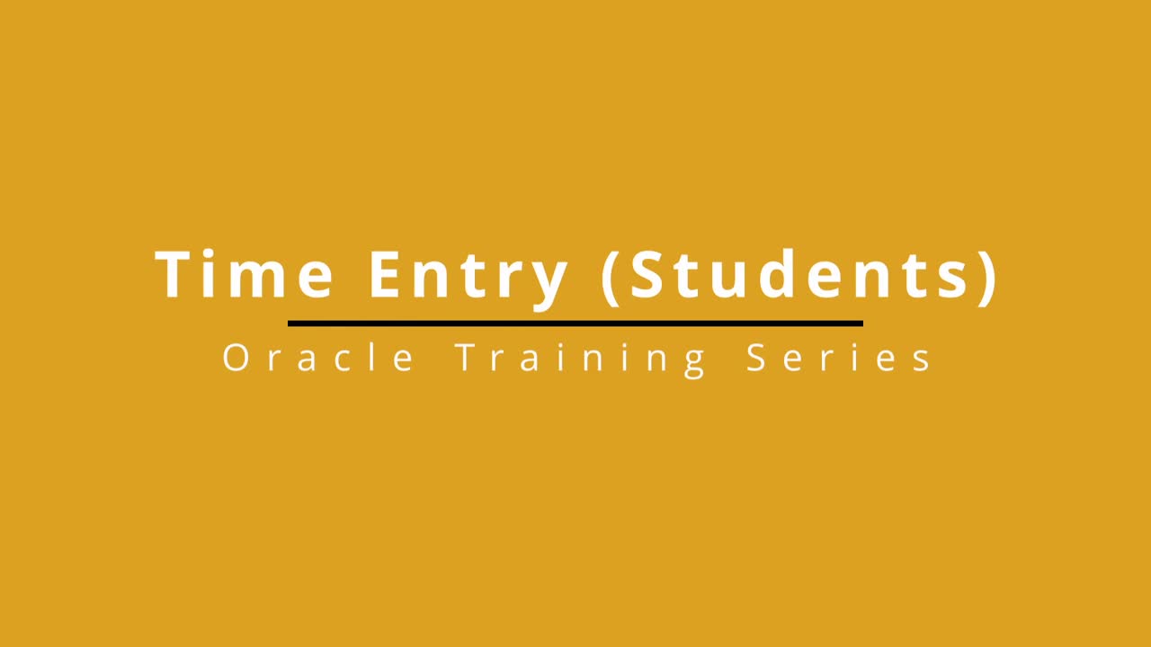 St. Olaf College — Oracle Time Entry for Students